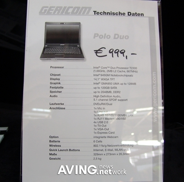 Take a look at Austrian notebook 2-Gericom 'Polo Duo'