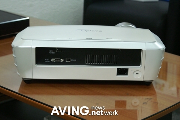 White glossy Full HD home theater projector with sleek design