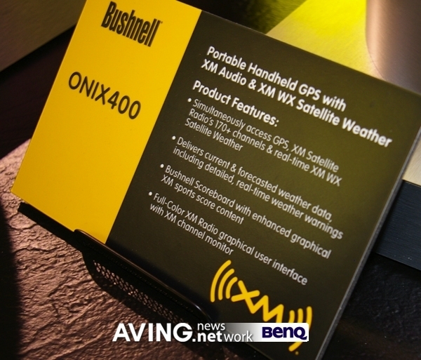 Bushnell to display a portable GPS with XM audio 'ONIX400'