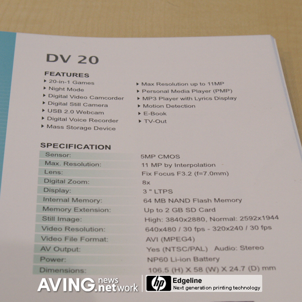Chicony to present portable multi camera 'DV 20'