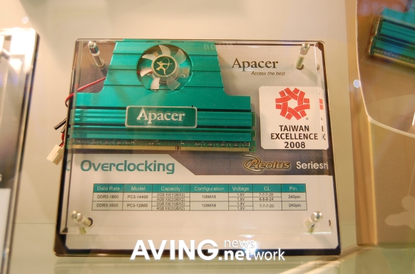 Apacer to showcase its new Aeolus DDR3 overclocking DRAM modules