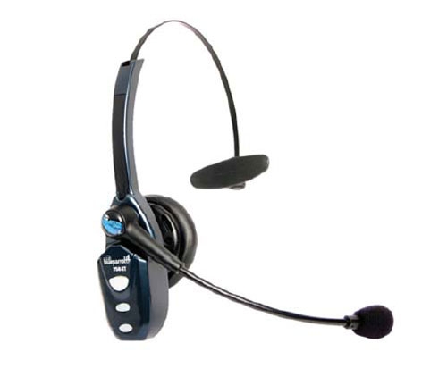 A Bluetooth headset 'BlueParrott B250-XT' supporting 16 hours of talk time