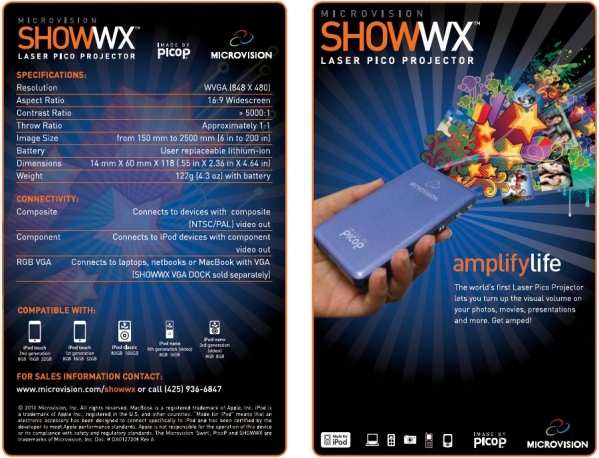 [CES Unveiled] Microvision to present its laser Pico projector 'SHOWWX'