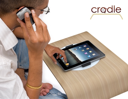 A portable, lightweight lap desk 'Cradle' for Apple iPad