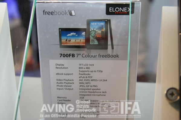 [IFA2010] Elonex, introduces 7inch color E book 'Free book'