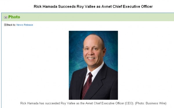 Rick Hamada Succeeds Roy Vallee as Avnet Chief Executive Officer