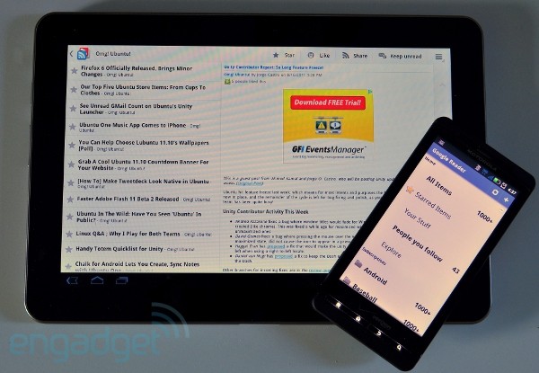 Google Reader Android App Updated with New UI, Honeycomb Support