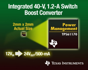 TI to launch its 40V boost converter with 1.2A FET
